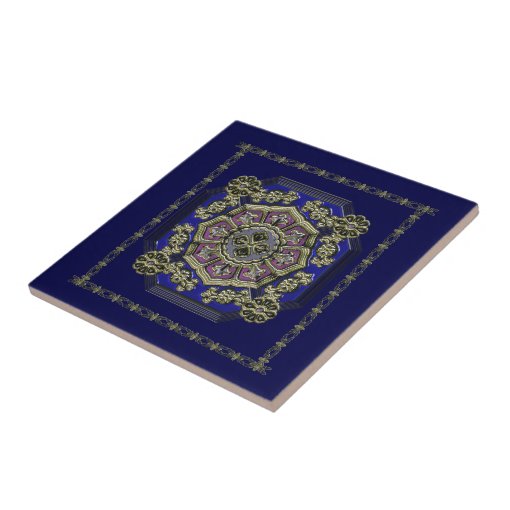 Asian Art Deco Traditional Jeweled Ceramic Tile | Zazzle