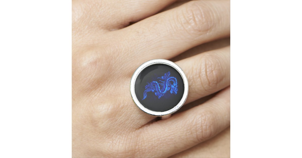 Asian Blue Dragon Ring | Zazzle