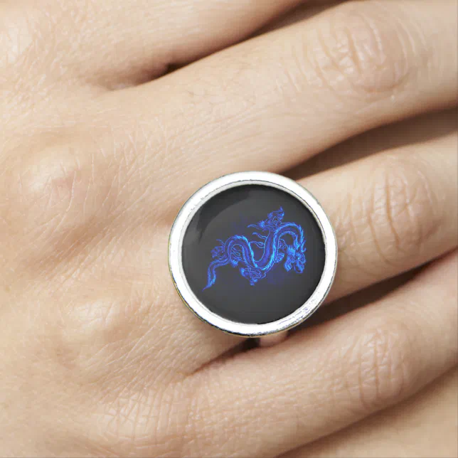 Asian Blue Dragon Ring | Zazzle