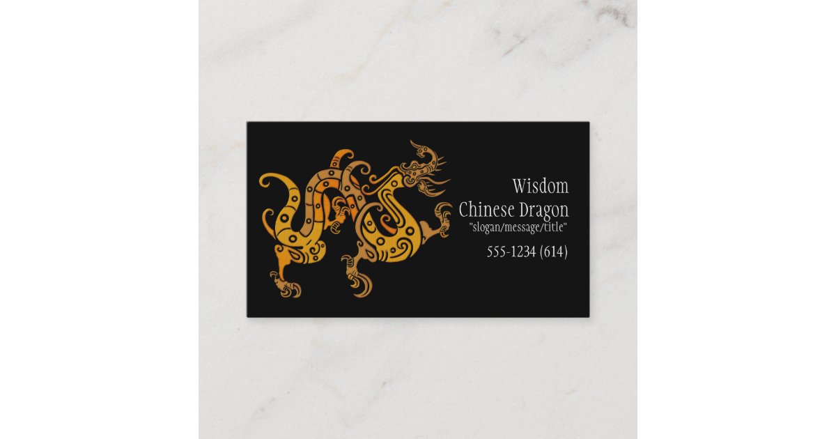Asian Chinese Golden Dragon Design Business Cards | Zazzle