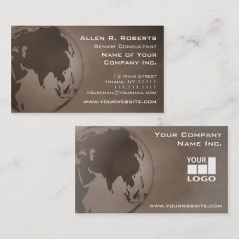 Asian Corporate World Map Add Your Logo Business Card | Zazzle