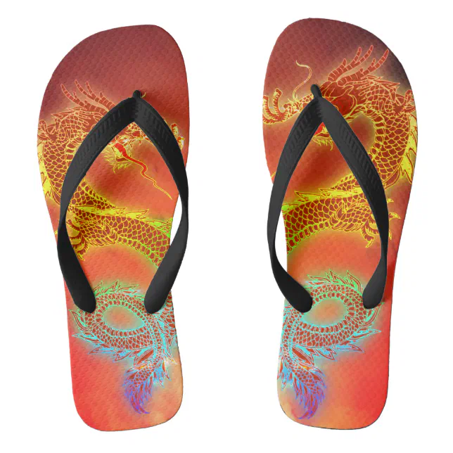 Asian dragon flip flops | Zazzle