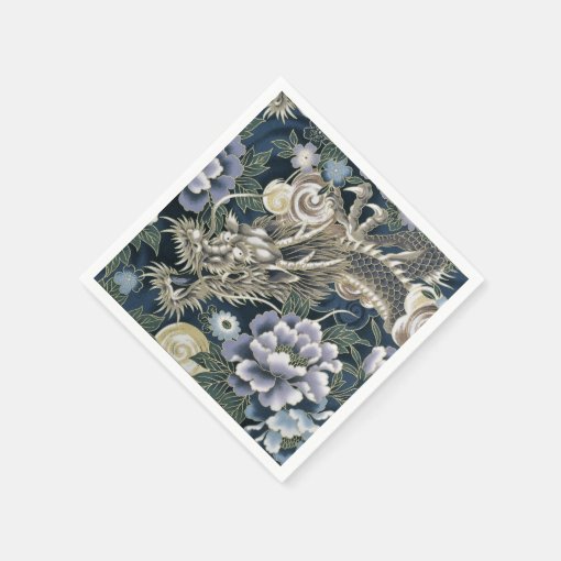 Asian Dragon Floral Pattern Napkins | Zazzle