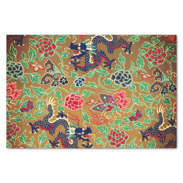 ASIAN DRAGONS WITH BUTTERFLIES Tissue Paper | Zazzle
