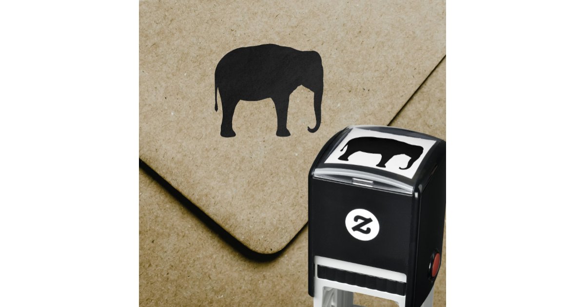 Asian Elephant Silhouette Wildlife Self-inking Stamp | Zazzle