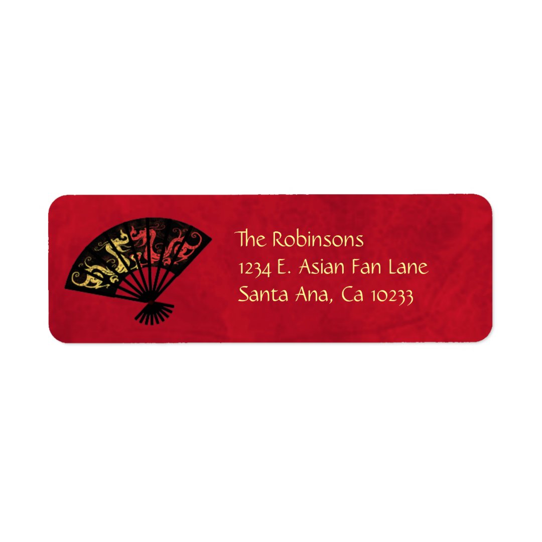Asian Fan Return Label Stickers | Zazzle