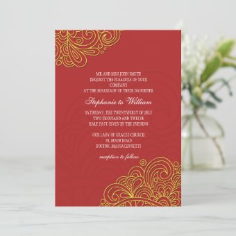 Asian Floral Swirl Wedding Invitation | Zazzle