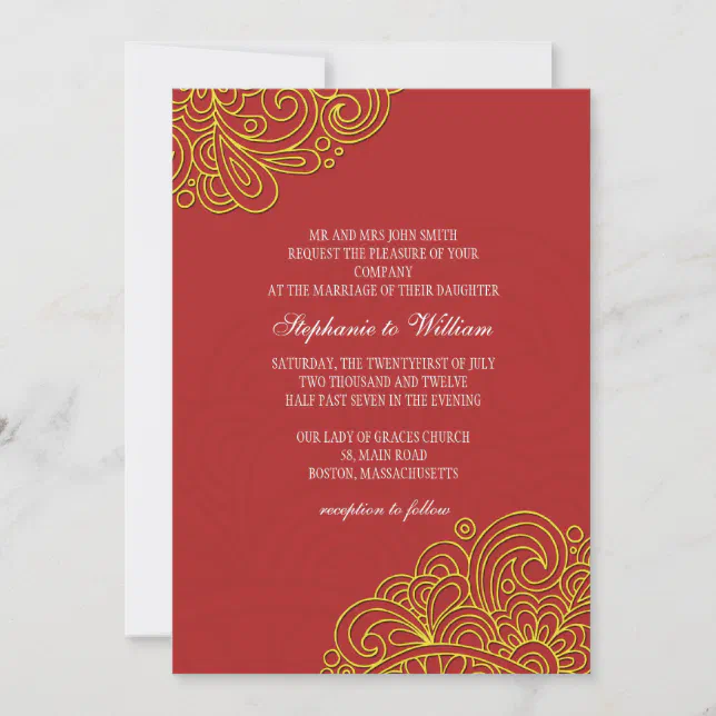 Asian Floral Swirl Wedding Invitation | Zazzle