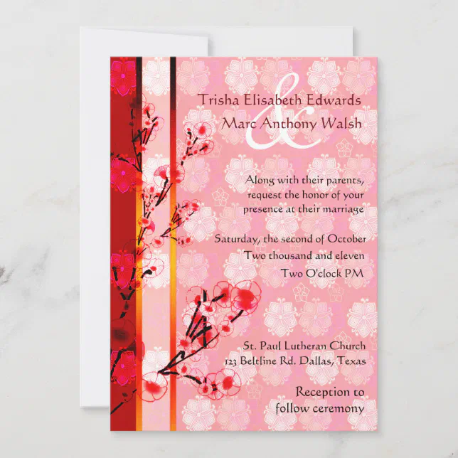 Asian Floral Wedding Invitation | Zazzle
