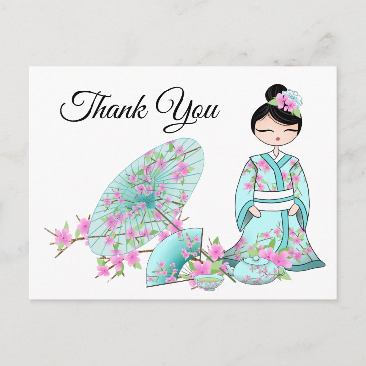 Asian Girl Thank You Postcard | Zazzle
