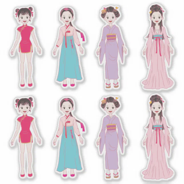 Asian Girls Sticker | Zazzle