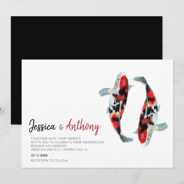 Asian Koi Fish Wedding Invitation | Zazzle