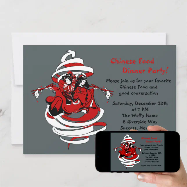 Asian Theme Dinner Party Invitation | Zazzle