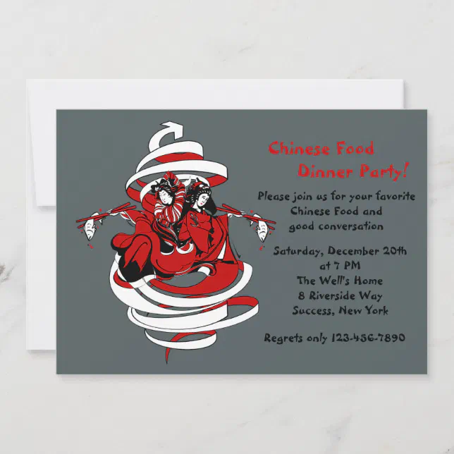 Asian Theme Dinner Party Invitation | Zazzle
