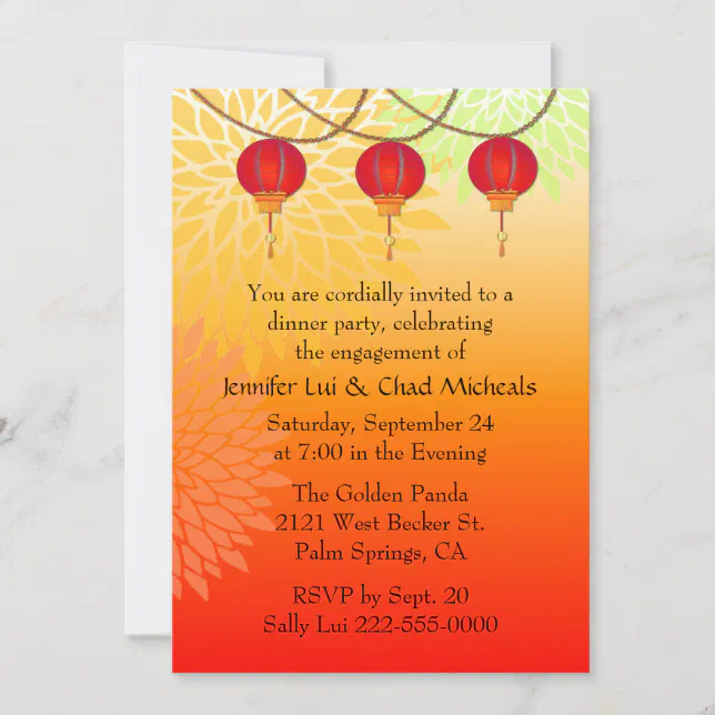 Asian Themed Engagement Party Invitation | Zazzle