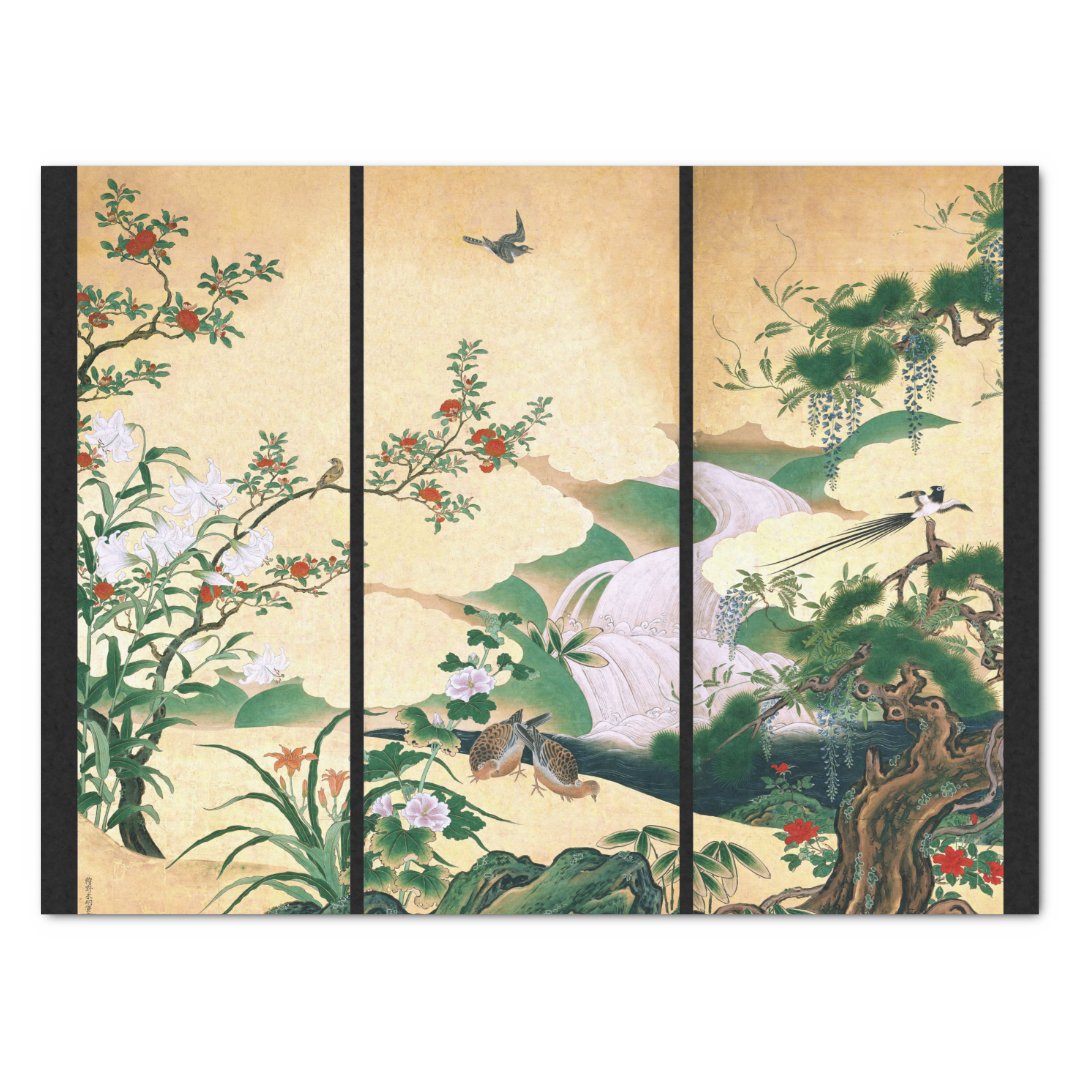 Asian Wisteria Floral Doves Waterfall Tissue Paper | Zazzle