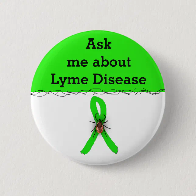 Ask me about Lyme disease Ribbon Button | Zazzle
