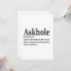 Askhole Definition Hilarious Gag Dictionary Adult Invitation | Zazzle