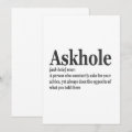 Askhole Definition Hilarious Gag Dictionary Adult Invitation | Zazzle