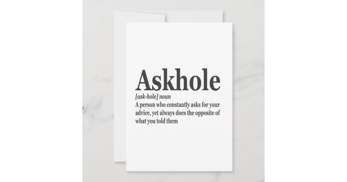 Askhole Definition Hilarious Gag Dictionary Adult Invitation | Zazzle