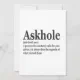 Askhole Definition Hilarious Gag Dictionary Adult Invitation | Zazzle