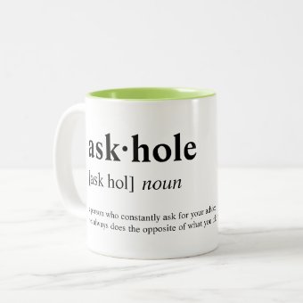 Askhole - Dictionary meaning Two-Tone Coffee Mug | Zazzle