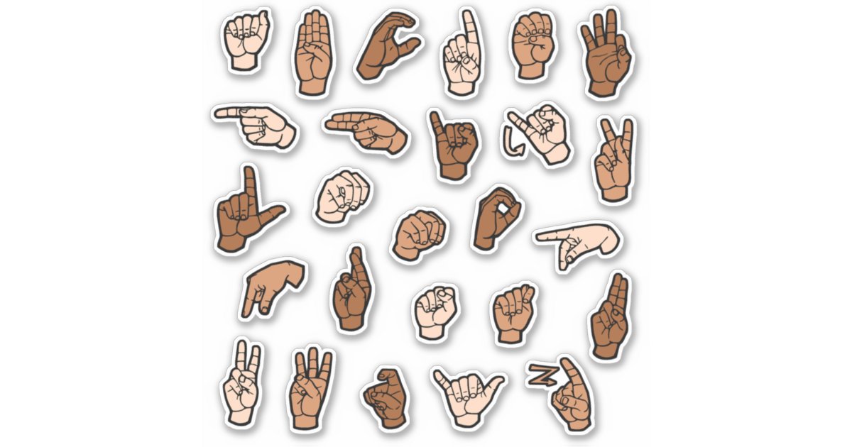 ASL Alphabet ABC Hand Signs Skin Tones | Zazzle