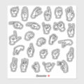 ASL Alphabet ABC Individual Hand Signs Sticker | Zazzle