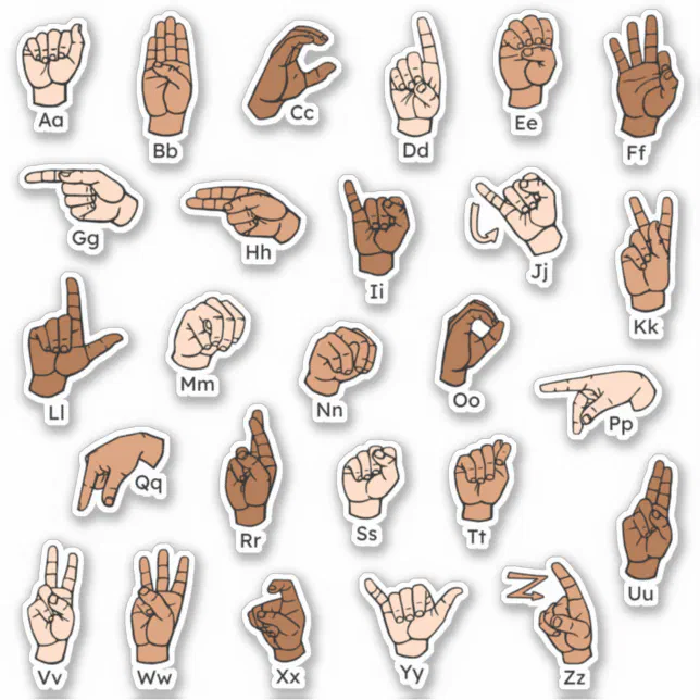 ASL Alphabet ABC Skin Tones Hand Signs | Zazzle
