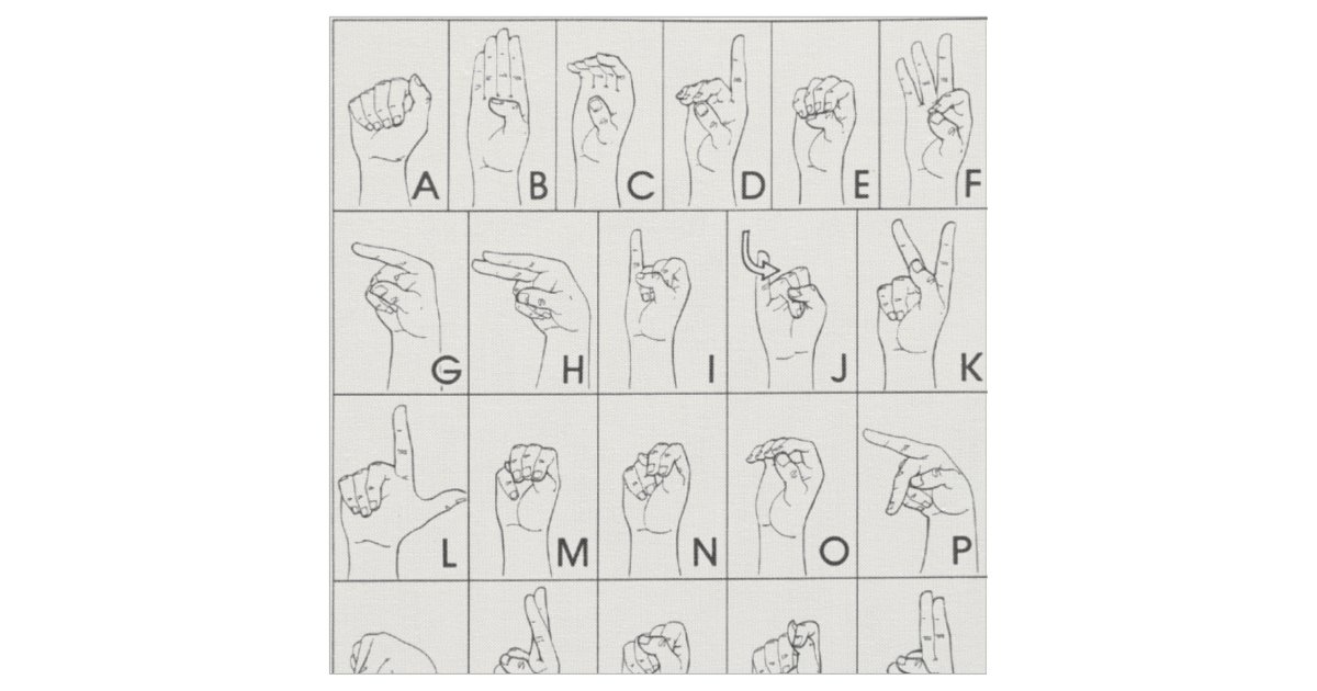 ASL American Sign Language Alphabet Pattern Fabric | Zazzle