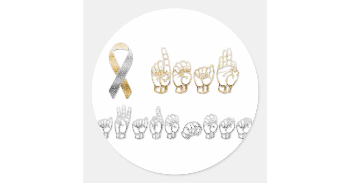 ASL American Sign Language Deaf Awareness Classic Round Sticker | Zazzle