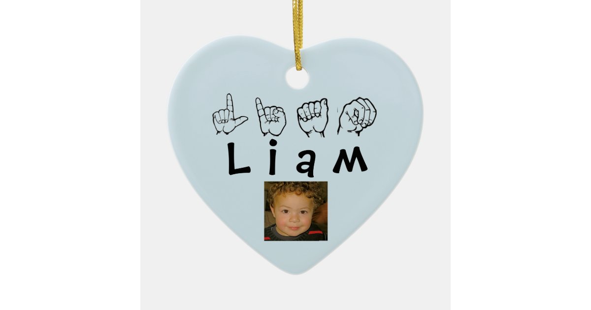 ASL American Sign Language Fingerspelled Liam Ceramic Ornament | Zazzle