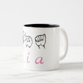 ASL American Sign Language Fingerspelled Mia Two-Tone Coffee Mug | Zazzle