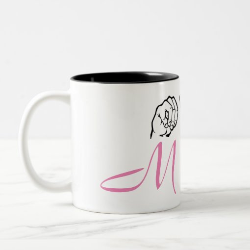 ASL American Sign Language Fingerspelled Mia Two-Tone Coffee Mug | Zazzle
