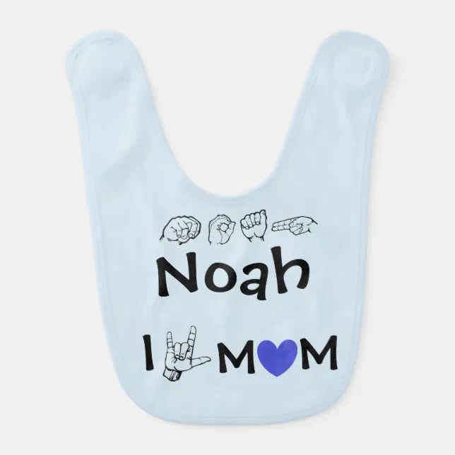 ASL American Sign Language Fingerspelled Noah Bib | Zazzle