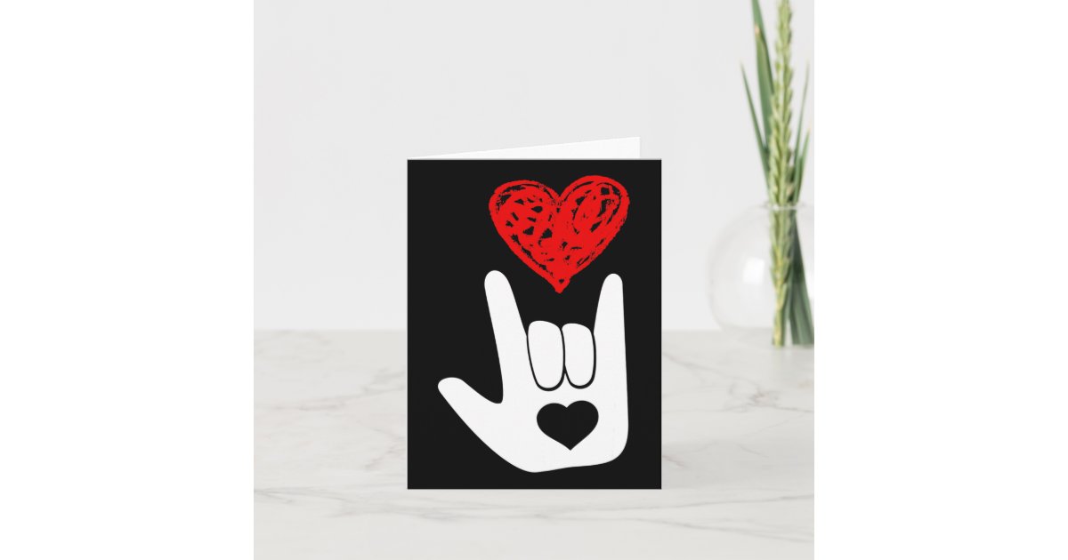 Asl American Sign Language Love Hand Sign Asl Squa Card | Zazzle