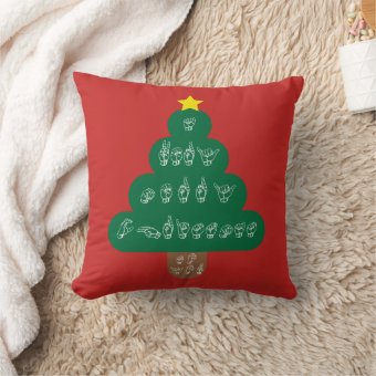 ASL Christmas Tree Pillow American Sign Language | Zazzle