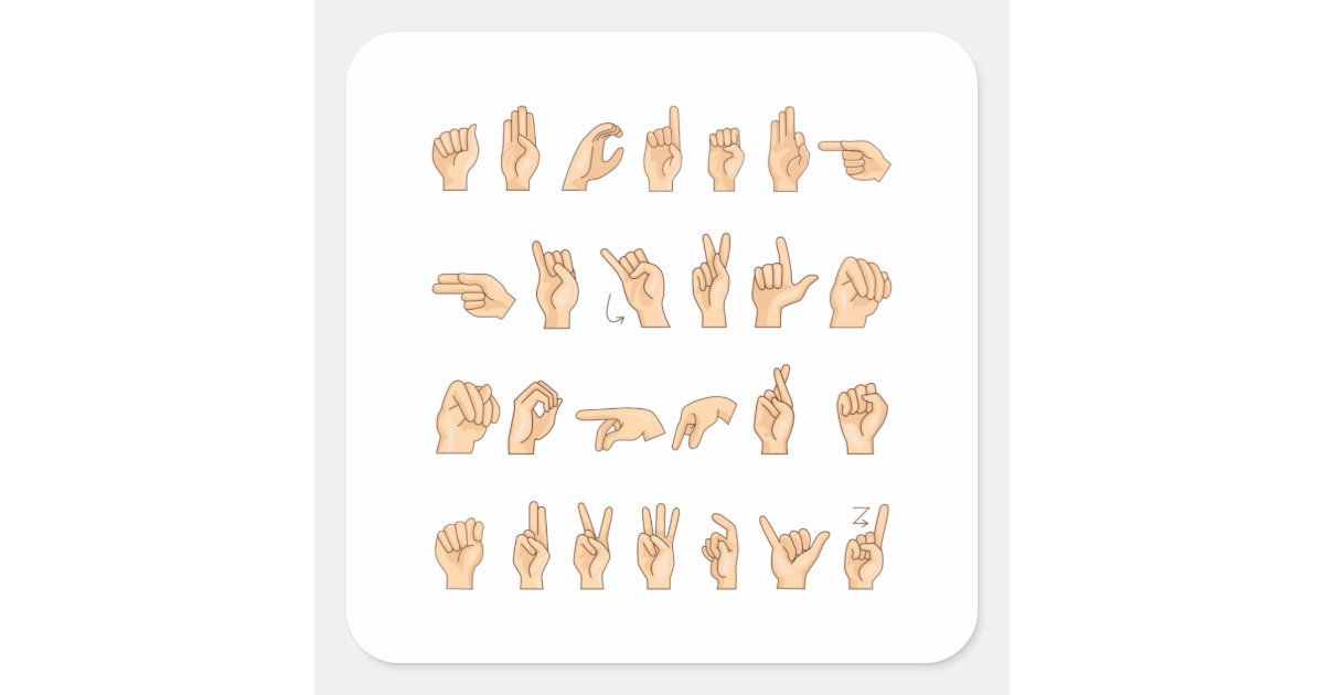ASL Hand American Sign Language Gift Square Sticker | Zazzle