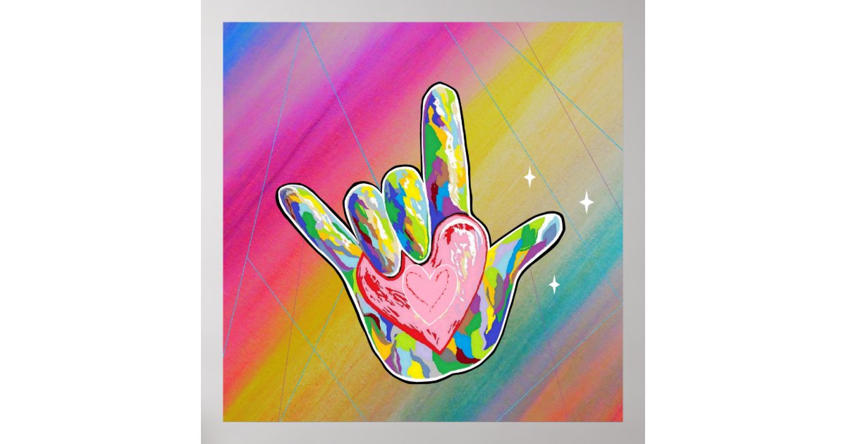 ASL I Love You Heart Poster | Zazzle