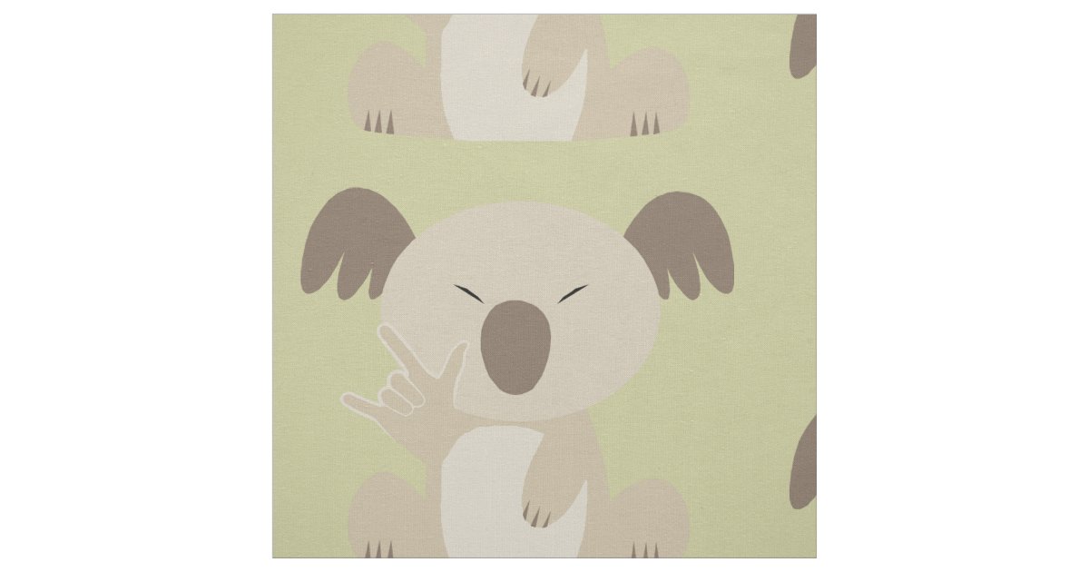 ASL I Love You Koala Patterned Fabric | Zazzle