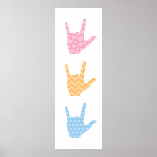 ASL I Love You Sign Language 12" x 36" Poster | Zazzle.com