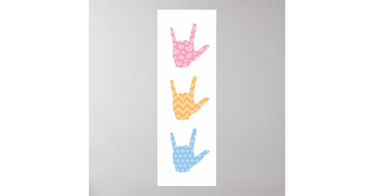 ASL I Love You Sign Language 12" x 36" Poster | Zazzle