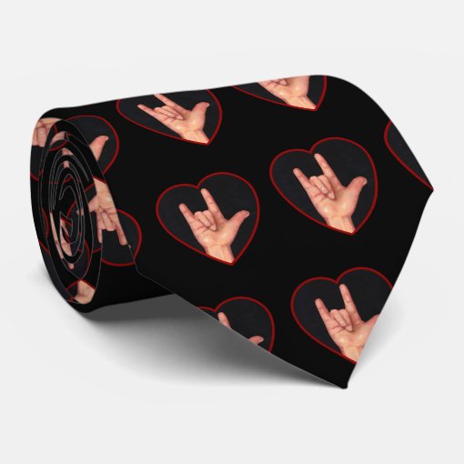 ASL I LOVE YOU, SIGN LANGUAGE TIE | Zazzle