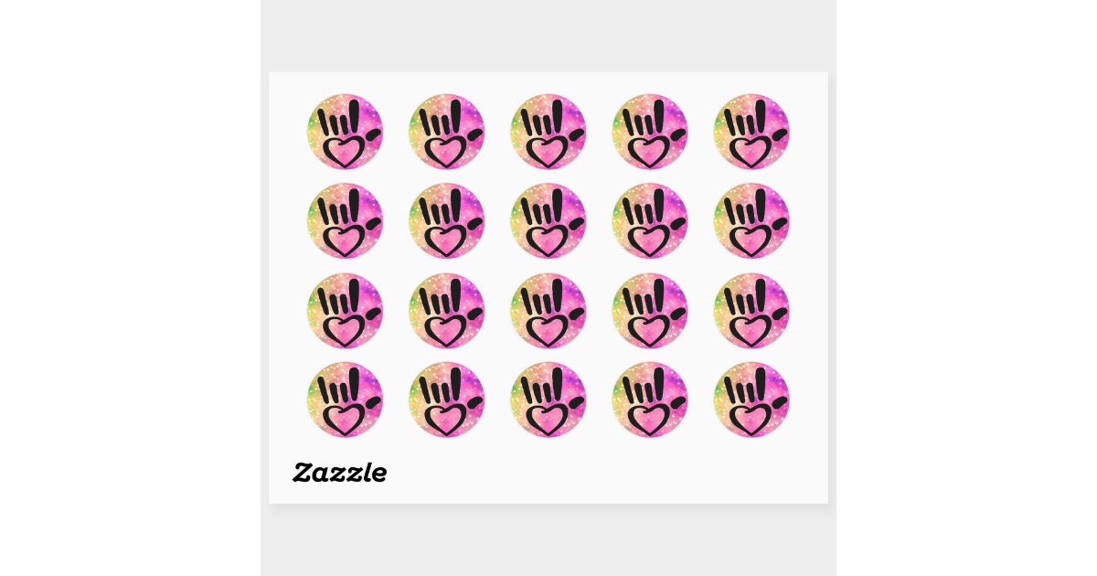 ASL I Love You Sign With Heart Classic Round Sticker | Zazzle