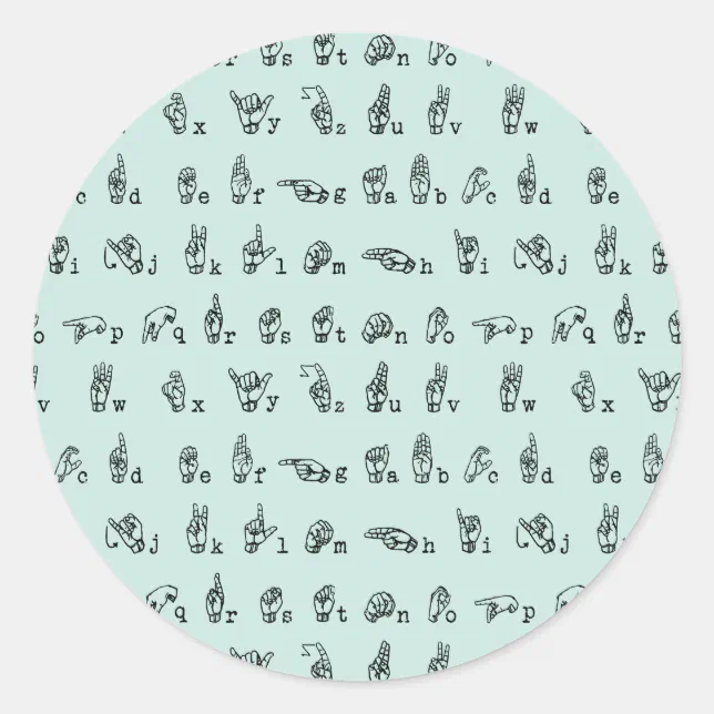 ASL Jade // American Sign Language Alphabet Classic Round Sticker | Zazzle