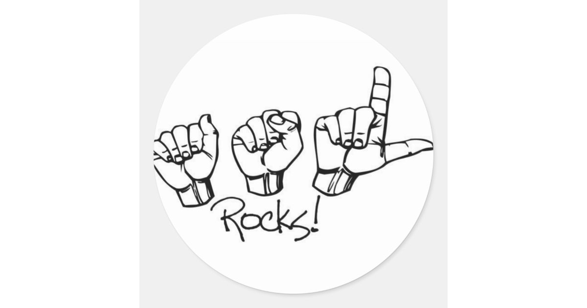 ASL Rocks black and white sticker | Zazzle