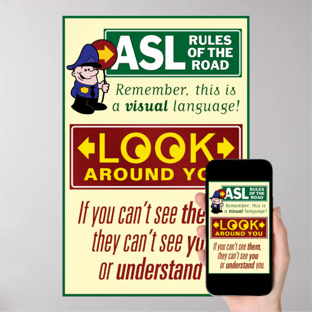 ASL Rules of the Road. A poster. Poster | Zazzle