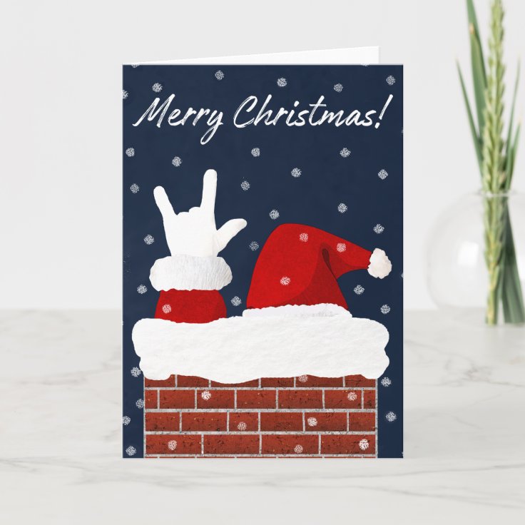 ASL Santa w/ I Love You Handshape Christmas Card | Zazzle