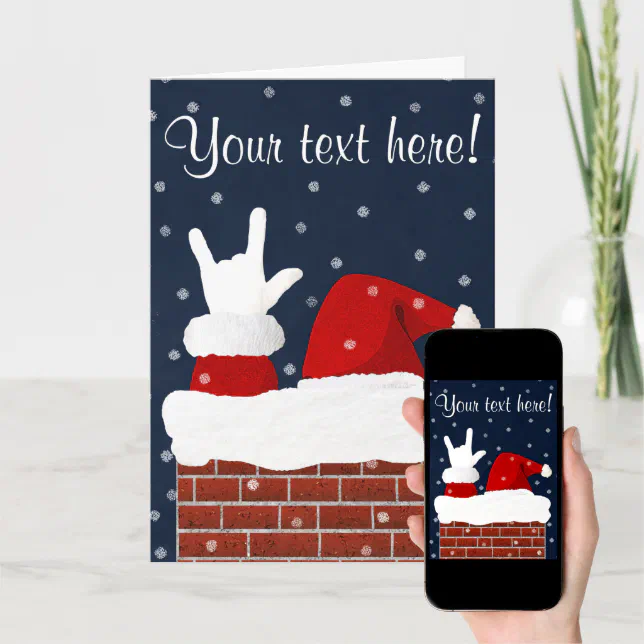 ASL Santa w/ I Love You Handshape Christmas Card | Zazzle