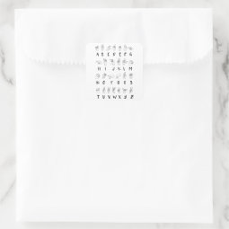 ASL Sign Language Alphabet Learner Gift Square Sticker | Zazzle